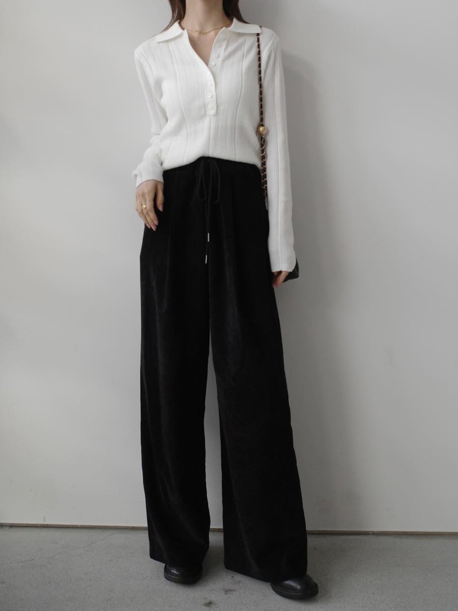 【RE ARRIVAL】peach skin relax long pants / black amel